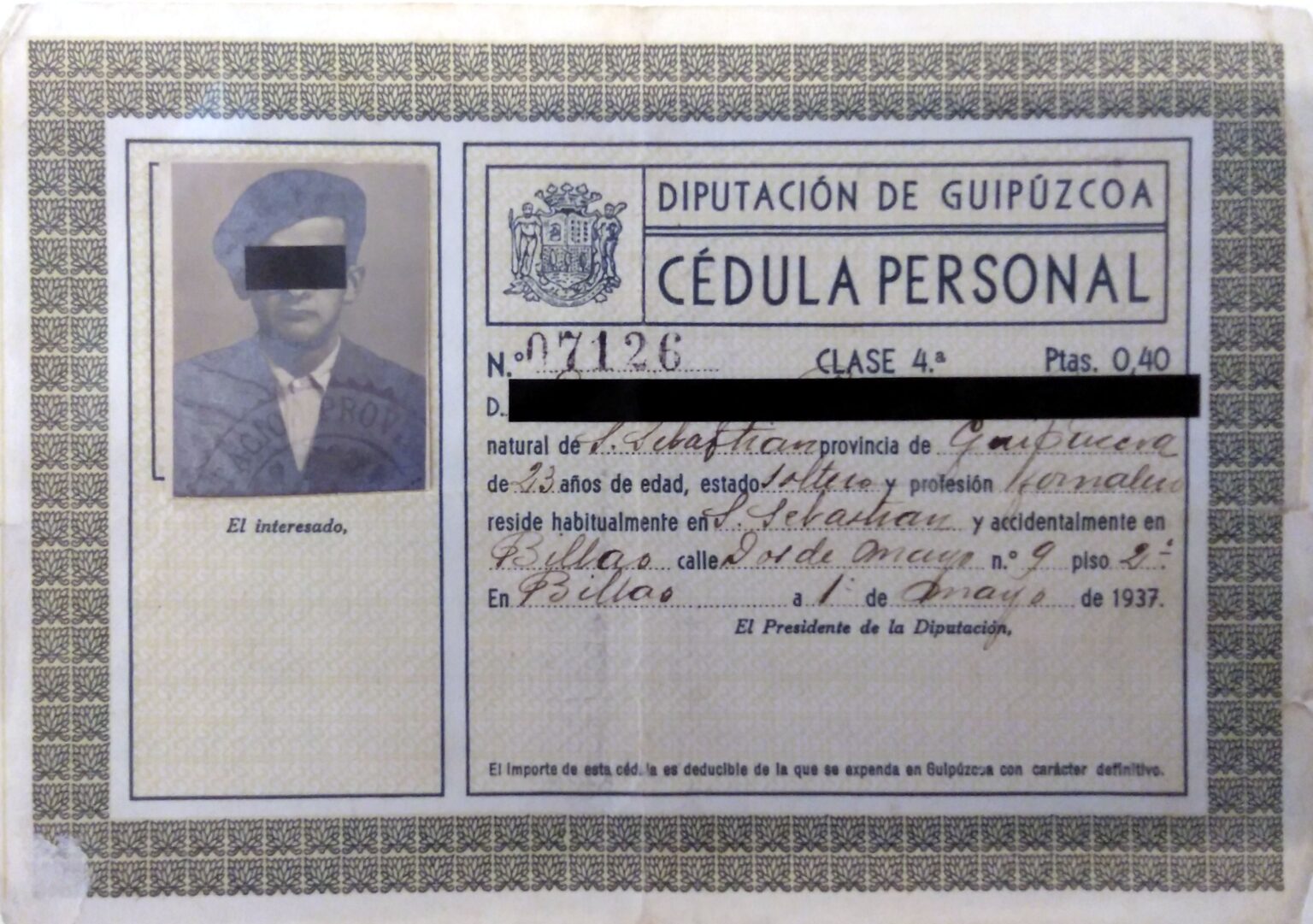 Cédula-personal-guipuzcoa-1937 | El Blog de abueling.com